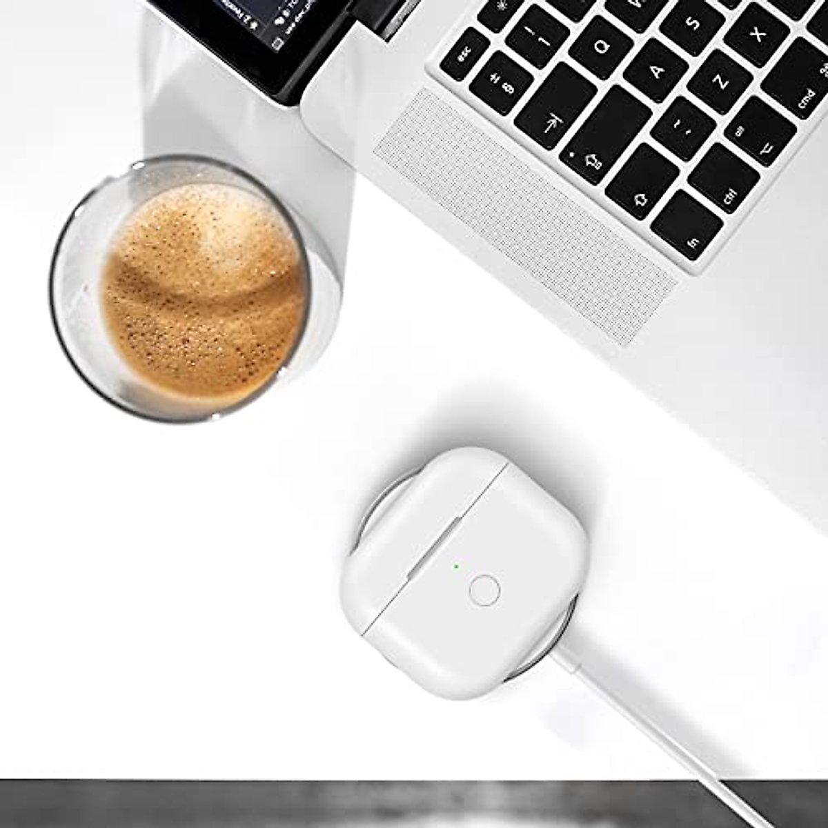 Jinstyles Upgraded Wireless Charging Case Compatible with 3rd Generation, Case Replacement Compatible for 3rd Generation, Wireless Charger Case Air Pods 3 with Bluetooth Pairing Sync Button, White