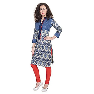 Chichi Indian Women's Printed Cotton Kurti Multi-Colored Top By Chichi
