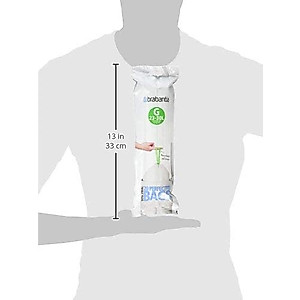 Brabantia PerfectFit Trash Bags (Size G / 6-8 Gallon) Thick Plastic Trash Can Liners with Tie Tape Drawstring Handles (20 Bags)