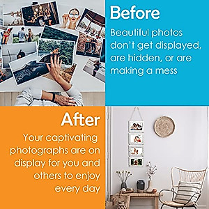 Houseables Collage Picture Frame, Hanging Photo Frames, 4” x 6” Prints, 2 PK, 4 Frame Set, White, Whitewash, Wood, w/Glass, Twine, Hanger, Rustic Style, Country Chic, Landscape, Farmhouse Decor