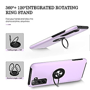 Gritup Galaxy S22 Case, Samsung Galaxy S22 Case with HD Screen Protector, [Military Grade] Shockproof Protection Case with 360° Magnetic Ring Holder Kickstand Phone Case for Samsung S22, Purple