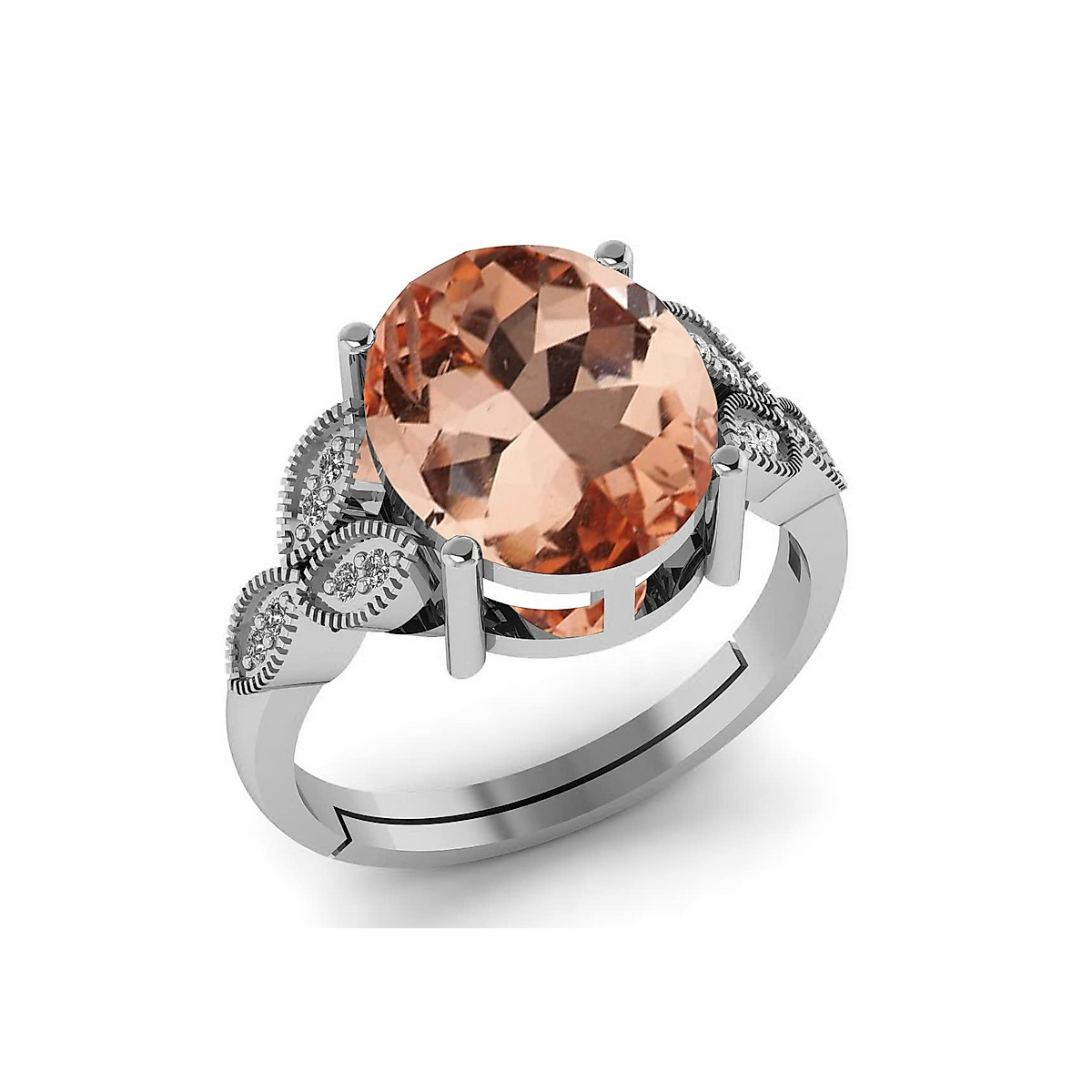 LMDPRAJAPATIS 6.25 Ratti Natural Morganite Stone German Silver Ring Special Occasion Wear for Women And Men
