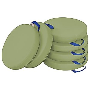 ECR4Kids SoftZone Floor Cushions with Handles, 2" Deluxe Foam, Round, Fern Green, (6-Pack)