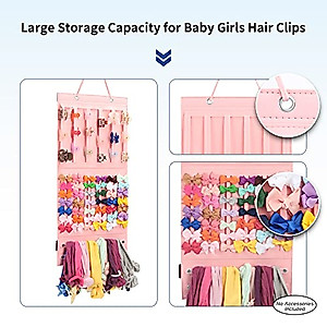 Hanging Hair Claw Clips Organizer for Girls, Hair Bows Organizer Storage Holder, Butterfly Jaw Clips Display Stand Holder for Wall, Door, Closet (Pink)