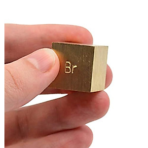 Density Cube, Brass (Br) with Element Stamp - 0.8 Inch (20mm) Sides - for Density Investigation, Specific Gravity & Specific Heat Activities - Eisco Labs