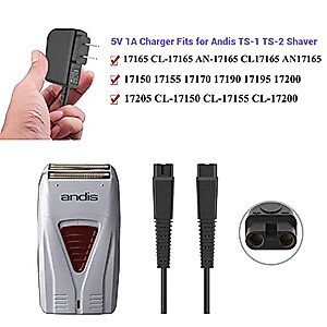 5V 1A Adapter for Andis Shaver Charger Power Cord, Replacement Andis Charger Compatible 17150 17165 TS-1 TS-2 Foil Shaver