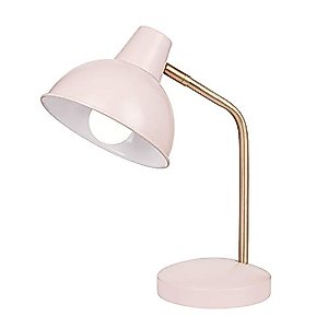 Globe Electric 67339 16" Desk Lamp, Matte Rose, Matte Gold Arm, Clear Cord, in-Line On/Off Switch, Home Décor, Lamp for Bedroom, Home Office Accessories, Desk Lamps for Home Office, Desk Light