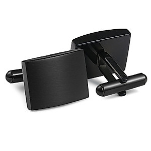 FIBO STEEL Stainless Steel Classic Cufflinks for Men Wedding Business Mens Father's Day Dad Birthday Gifts Black