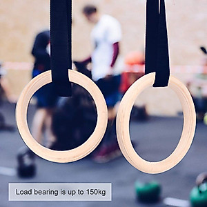 VGEBY Professional Gymnastic Rings Strength Training Birch Wooden Rings with Polyester Straps