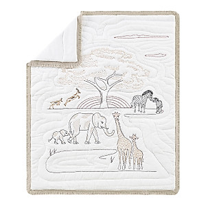 Sweet Jojo Designs Jungle Safari Animals Baby Boy Girl Nursery Crib Bedding Set Beige Brown Taupe Black and White Gender Neutral Animal Elephant Giraffe Wildlife Adventure Serengeti