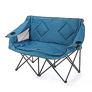 ARROWHEAD OUTDOOR Portable Folding Double Duo Camping Chair Loveseat w/ 2 Cup & Wine Glass Holder & GCI Outdoor Comfort Pro Rocker Collapsible Rocking Chair & Outdoor Camping Chair, Indigo