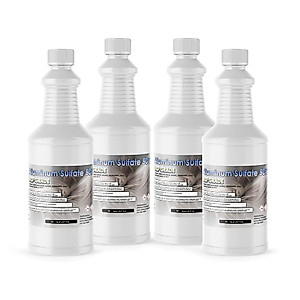 Aluminum Sulfate - 1 Gallon - Water Treatment Grade - (4) 32 Fl Oz Bottles w/Reusable Leak and Evaporation Proof Seals - Coagulating Agent - Water Treatment - Alliance Chemical