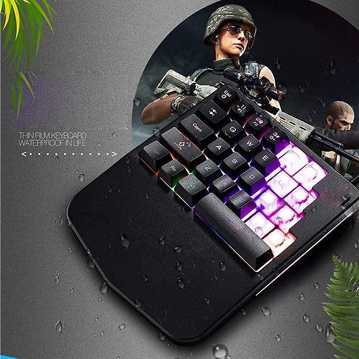XYLXJ K11 Portable Gaming Keyboard 28keys, One-Hand Mechanical Gaming Keypad, With Wide Hand Rest Backlit for PC Game
