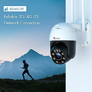 Ctronics 3G/4G LTE No WiFi Security Outdoor Camera with 30m Color Night Vision, 1080P PTZ 360° Digital Zoom Surveillance Camera Auto Tracking Human Detection Two-Way Audio IP66, SIM Card Included