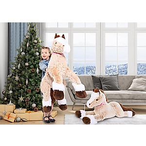 MaoGoLan Large Horse Plush Stuffed Animal, Big Horse Pillow Plush Toy, Ridable Huge Stuffed Pony, Giant Horse Plush Pillow for Kids 47 inches