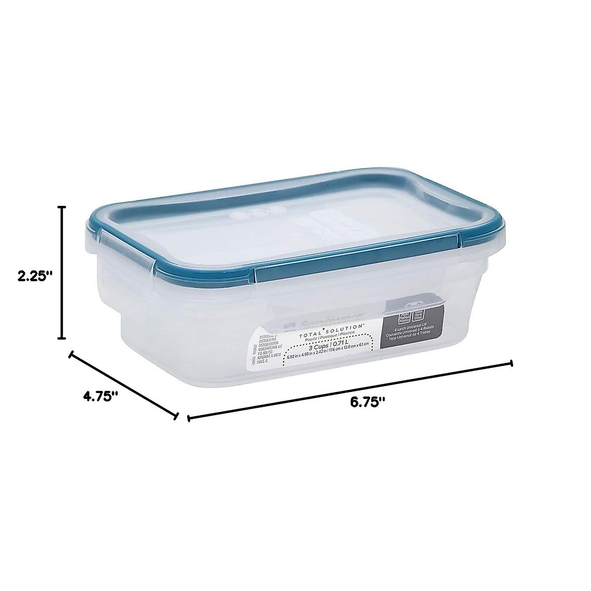 Snapware Total Solution 10-Pc Plastic Food Storage Containers Set, 3-Cup Rectangle Meal Prep Container, Non-Toxic, BPA-Free Lids with 4 Locking Tabs, Microwave, Dishwasher, and Freezer Safe