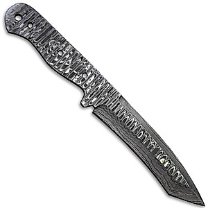 Hercules Knives Custom Hand Forged Damascus Steel Blank Blade Tanto Hunting Knife Damascus Blade Billet Handmade Knife Making Supply (Ladder Pattern)