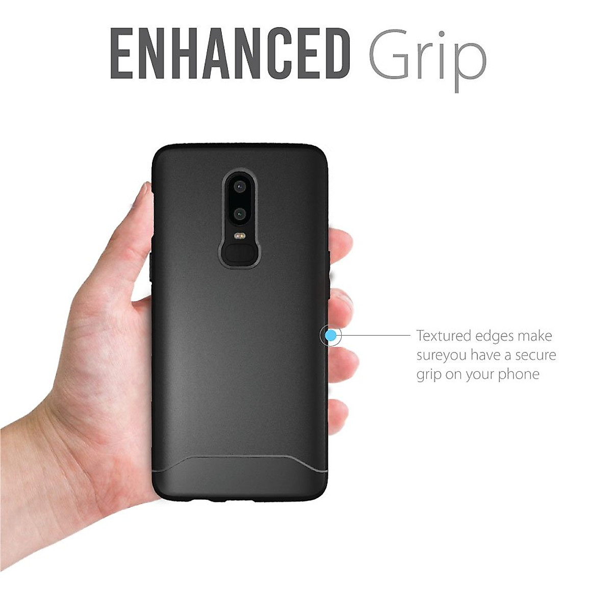 TUDIA Slim-Fit Designed for OnePlus 6 Case, [Arch S] Shockproof Lightweight Ultra Slim Flexible Soft TPU Protective Phone Case Cover - Black