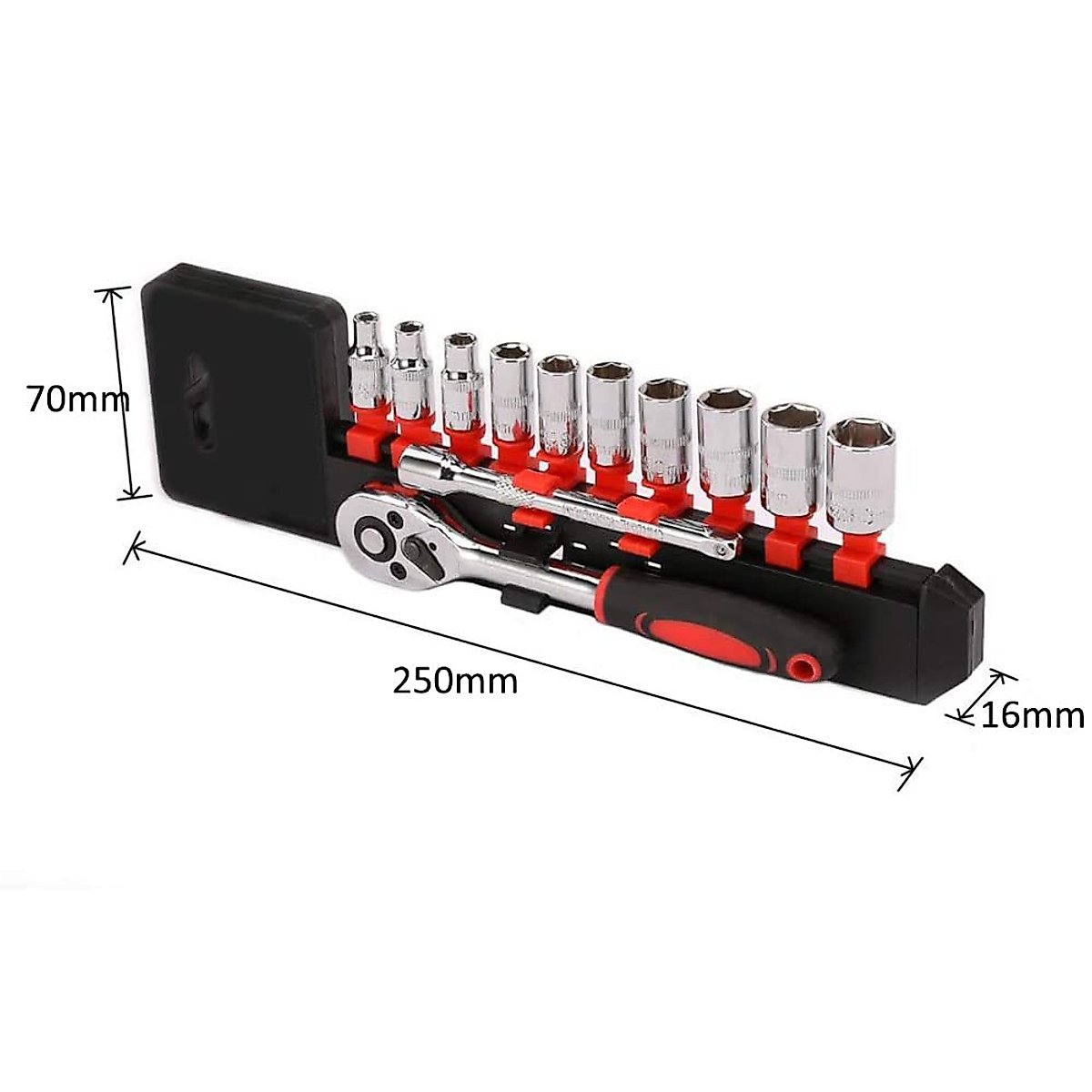 LSLANSOON 1/4” Ratchet Socket Wrench Set, Mechanic Tool Kit and Sockets Set with Quick Release Reversible Ratchet Handle and Extension Bar, 12 Pcs Set