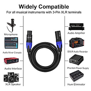 MIKIZ XLR Cables 3 Feet 10 Pack - Pro Balanced Short XLR Audio Cables 3-Pin XLR Male to Female