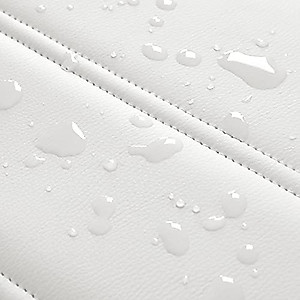 Topeakmart Office Desk Chair Mid-Back Adjustable Chair PU Leather Executive Chair w/Gold Frame White Seat