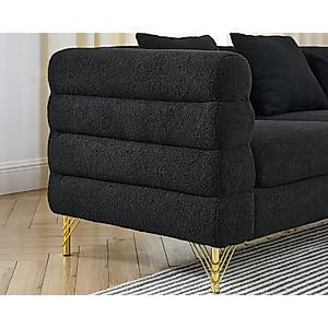 JEEOHEY Sofa, 81 Inch Oversize Sofa,3 Seater Extra Deep Seat Sofa,Modern Upholstered Futon Sofa Couch,Comfy Teddy Bouclé Cloud Sofa,Furniture for Living Room,Bedroom,Office,Apartment(Black)