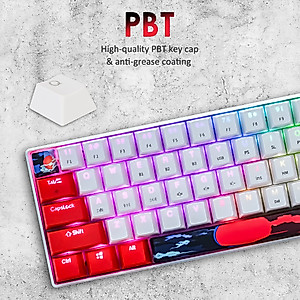 Surmen GT61 60% Mechanical Gaming Keyboard - 60 Percent RGB Backlit, Hot-Swappable Wireless/Wired, Compact Mini Bluetooth 5.0 Programmable/N-Key Rollover (Gateron Yellow, Sun)