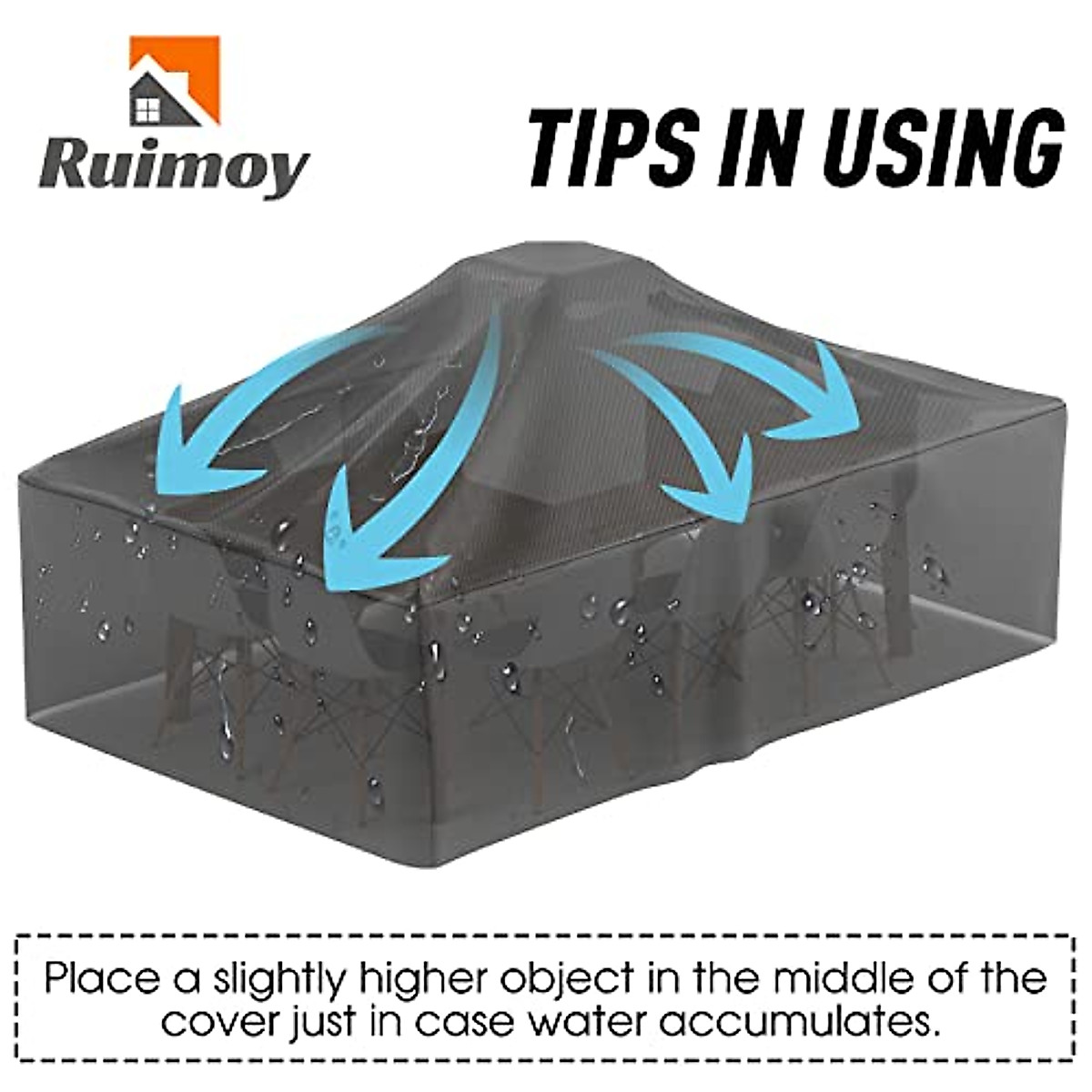 Ruimoy Patio Furniture Covers, Outdoor Furniture Cover Waterproof, General Purpose, Outside Table and Chair Covers, Heavy Duty 600D (108 Inch L x 82 Inch W x 27.9 Inch H)