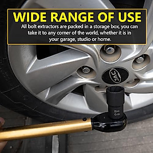 TOPEC Bolt Extractor Set, 10 Piece Lug Nut Remover Socket Tool, 1/2" Drive Impact Wheel Lock Removal Kit for Removing Damaged, Dead, Rusted, Rounded-Off Bolts, Lug Nuts & Screws