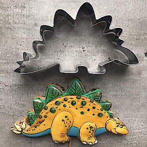 LILIAO Dinosaur Stegosaurus Cookie Cutter for Kids Birthday Party - 5 x 3.2 inches - Dino Biscuit and Fondant Cutters - Stainless Steel