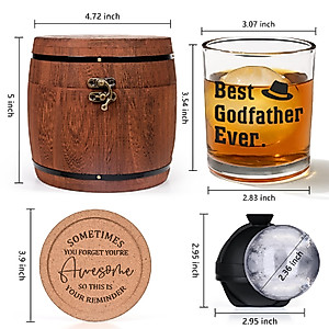 DAZLUTE Godfather Gifts for Men, Best Godfather Ever Whiskey Glass Set, Godfather Proposal Gifts, Father's Day Birthday for Godfather New Godfather, 10 Oz Godfather Old Fashioned Glass