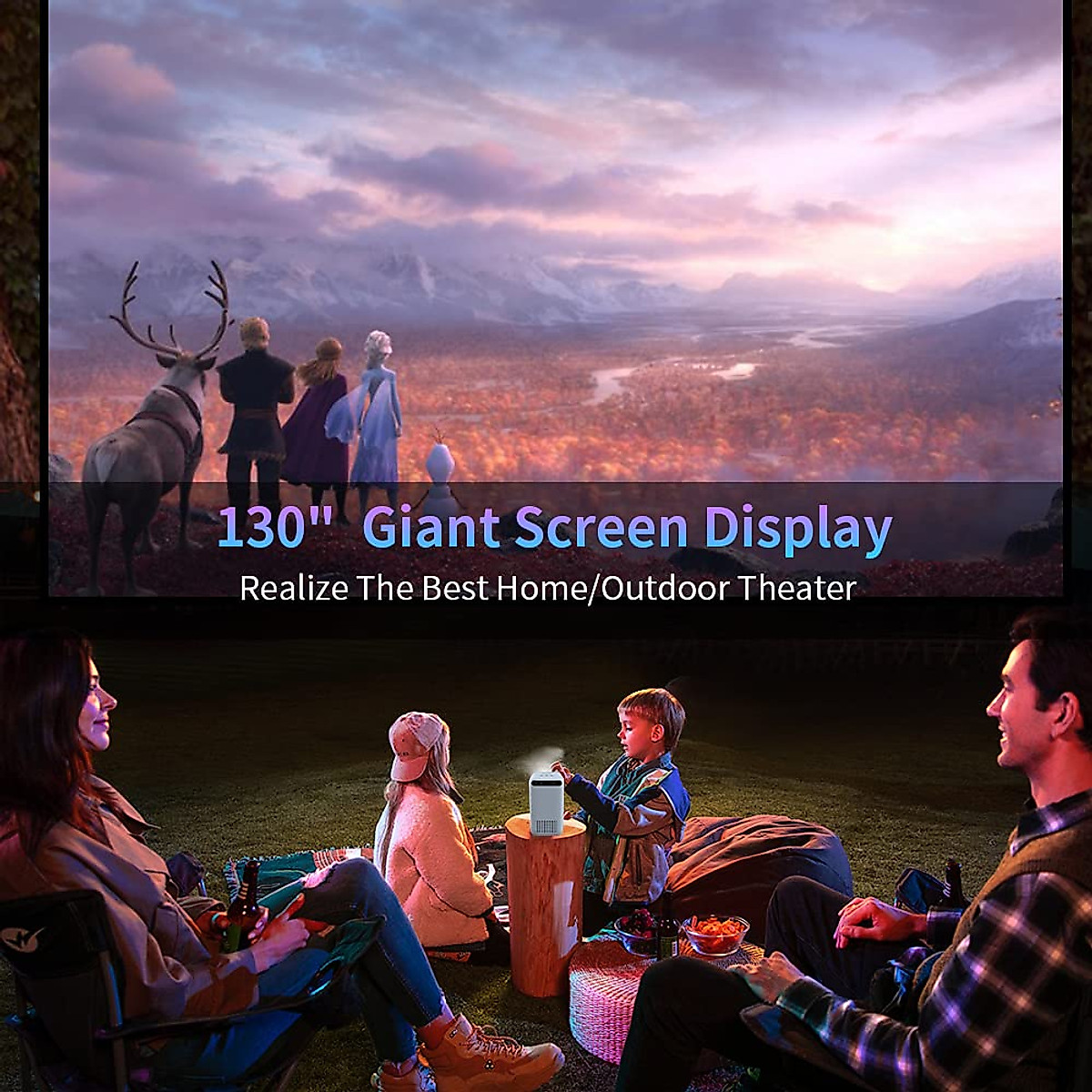 [$125 Big Sale]Native 1080P 7000LM Outdoor Movie Projector, Wireless Home Theater Projector with WiFi and Bluetooth, Indoor LED Video Projector Airplay Mirroring/HDMI/USB for Smart Phone DVD TV Stick