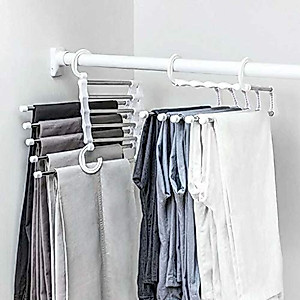 KLGDA_Home Foldable Clothes Drying Laundry Rack Multi-Layer Hanging Storage Rack Multi-Functional Magical Hanger Stainless Steel (White, 1Pc)