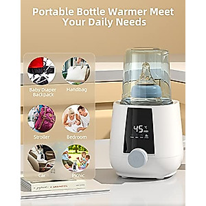 Tizwis Baby Bottle Warmer for Breastmilk or Formula, Fast Baby Milk Warmer with Timer, Smart Temperature Control, Multifunctional Bottle Warmers with Defrost, Thaw, Keep, Heat Baby Food Jars Function