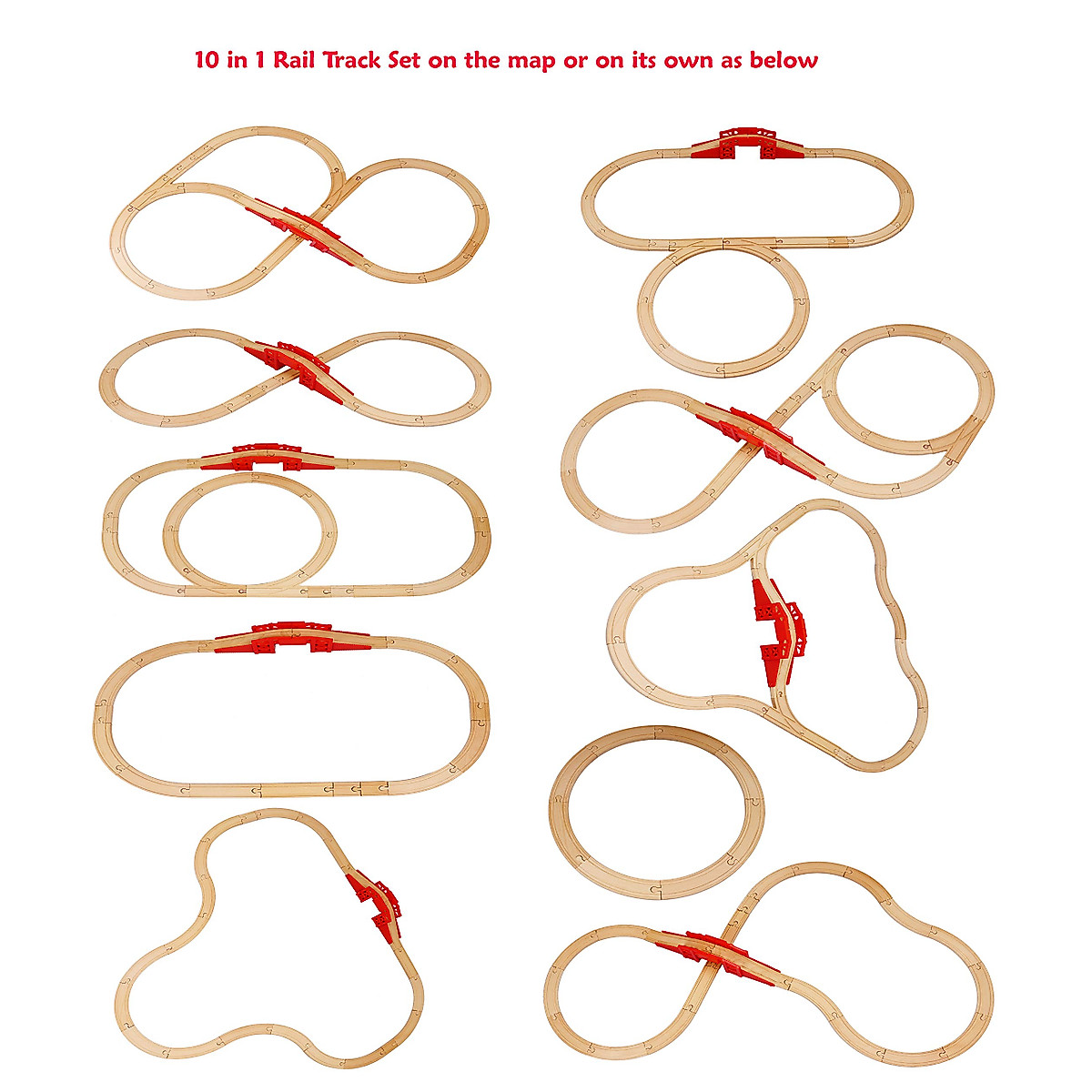 Wooden Train Set with Town Map-Shinington Railway Track Construction Building Toys for 3 Years Old Kids Boys Girls-Vehicles Transport Wooden Toys Gift for Toddlers 3 4 5 Years Old