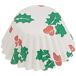 Fox Run Christmas Disposable Bake Cups, 1.5 x 1.5 x 0.75 inches, White