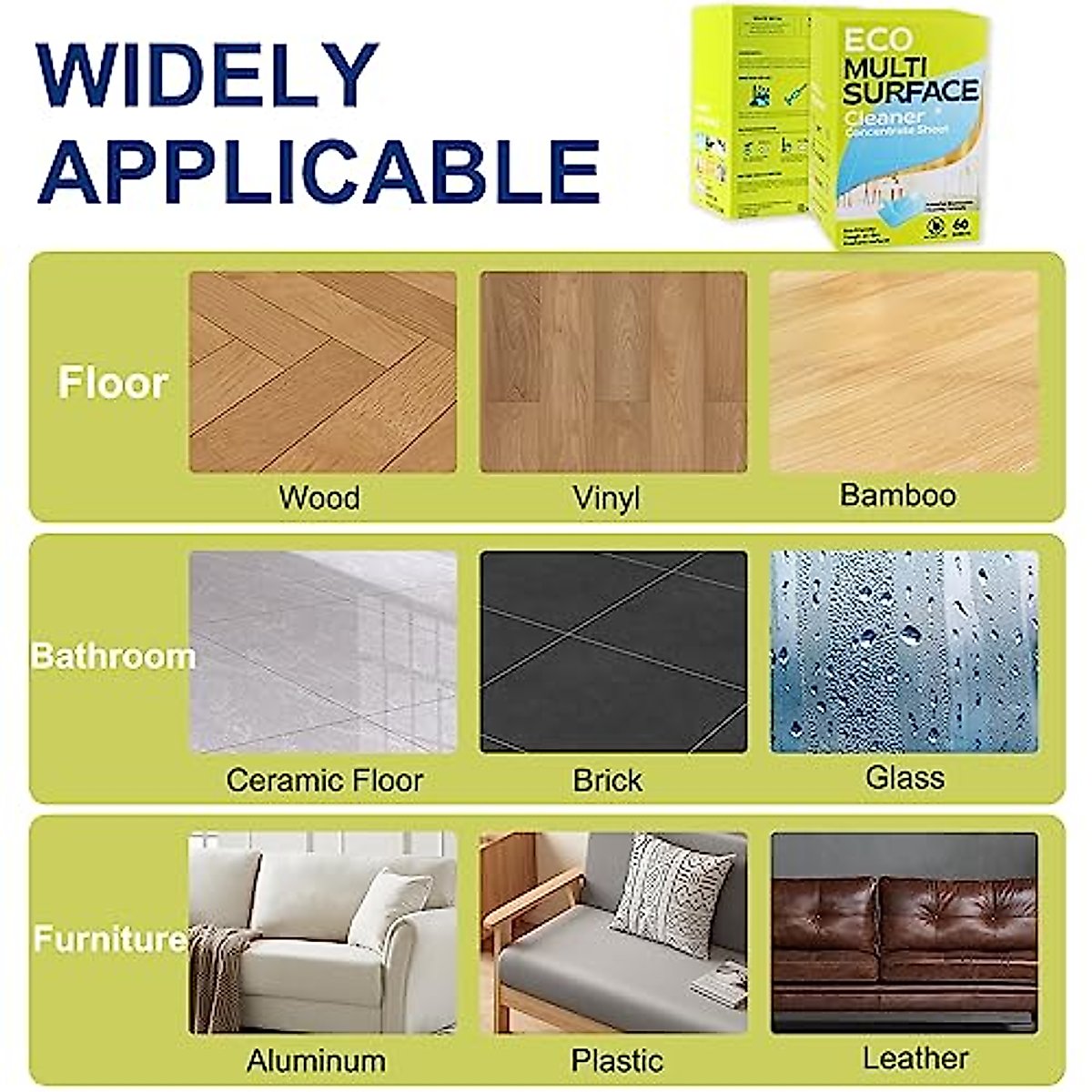 JSENA Floor Cleaner Sheets，60 Loads Multi Effect Floor Cleaning Slice, Mopping concentrated Floor Cleaning Sheets for Mopping Concentrated Multi-Surface Cleaner ,Non Stubborn Stains, Daily Cleaning，Easy Use, for RV, Space Saving, Mild Scent