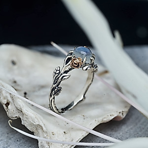 925 Sterling Silver Moonstone Ring "Primrose" | 6mm Rainbow Moonstone ring | Engagement ring | Ring For Women | Handmade (8.5)