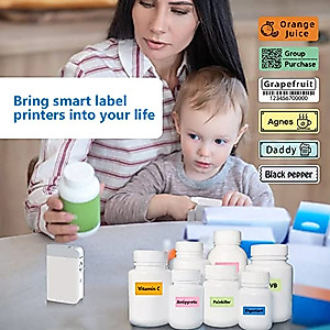 Label Maker Machine with Tape, Portable Bluetooth Label Printer with Tape Mini Model, Multiple Templates for Smartphone, Office-Home-USB Rechargeable (Product+1 roll of Stickers)