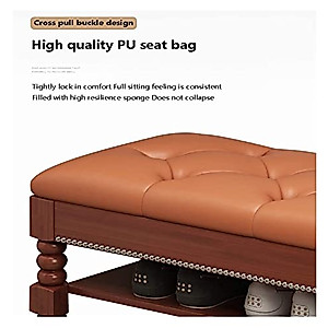 ALDEPO Shoe Cabinet Retro Home Shoe Cabinet Changing Stool Shoe Cabinet with Solid Wood Seat Wardrobe Bench Flip Design Storage Shelf PU Leather Quick Assembly Living Room Bathroom Hotel Can