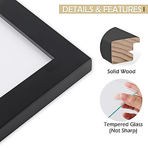 Golden State Art, 9x12 Picture Frame - Black Solid Wood With Tempered Glass - Display Pictures 6X8 with Mat or 9X12 Without Mat - Wall Hanging Photo Frame, 1 Pack