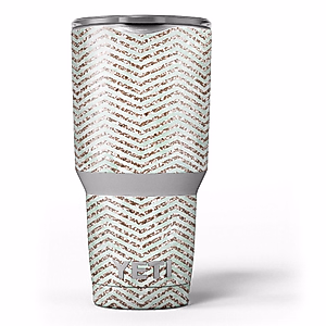 Design Skinz Brown and Green Glimmer Chevron - Skin Decal Vinyl Wrap Kit compatible with the Yeti Rambler Cooler Tumbler Cups