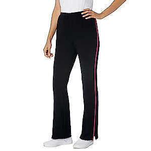 Woman Within Women's Plus Size Stretch Cotton Side-Stripe Bootcut Pant - 2X, Black White