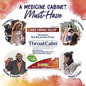 Boiron ThroatCalm Tablets for Pain Relief from Red, Dry, Scratchy, Sore Throats and Hoarseness - 120 Count (Pack of 2)