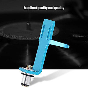 Mugast Phono Headshell Kit,6.4CM Aluminum Alloy Turntable Cartridge Phonograph Player Record Player Headshell,Include 4 Pcs Cables and 2 Pcs Screws (Blue)