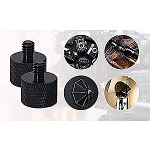 MxTong Mic Stand Adapter 5/8 to1/4 Microphone Screw Adapter Thread Screw Adapter for Camera Monitor Microphone Stand Microphone holder 2 Pack Black2