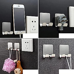 Set of 3 New Self-Adhesive Practical Stainless Steel Hook Storage Wall Door Mobile Phone Holder Hook for Wall Hook Suspension Bracket Household