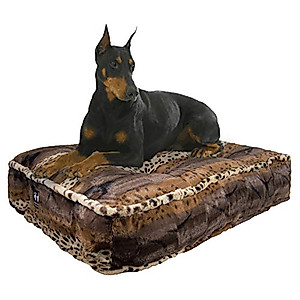Bessie and Barnie Wild Kingdom Luxury Extra Plush Faux Fur Rectangle Pet/Dog Bed (Multiple Sizes)