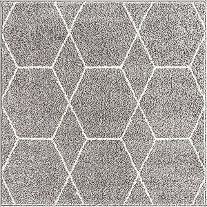 Unique Loom Trellis Frieze Collection Area Rug - Geometric (3' Square, Light Gray/ Ivory)