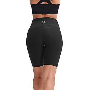 NELEUS Women's 3 Pack Biker Shorts High Waist Running Yoga Shorts with Pockets,3 Pack,Black/Black/Black,US S,EU M